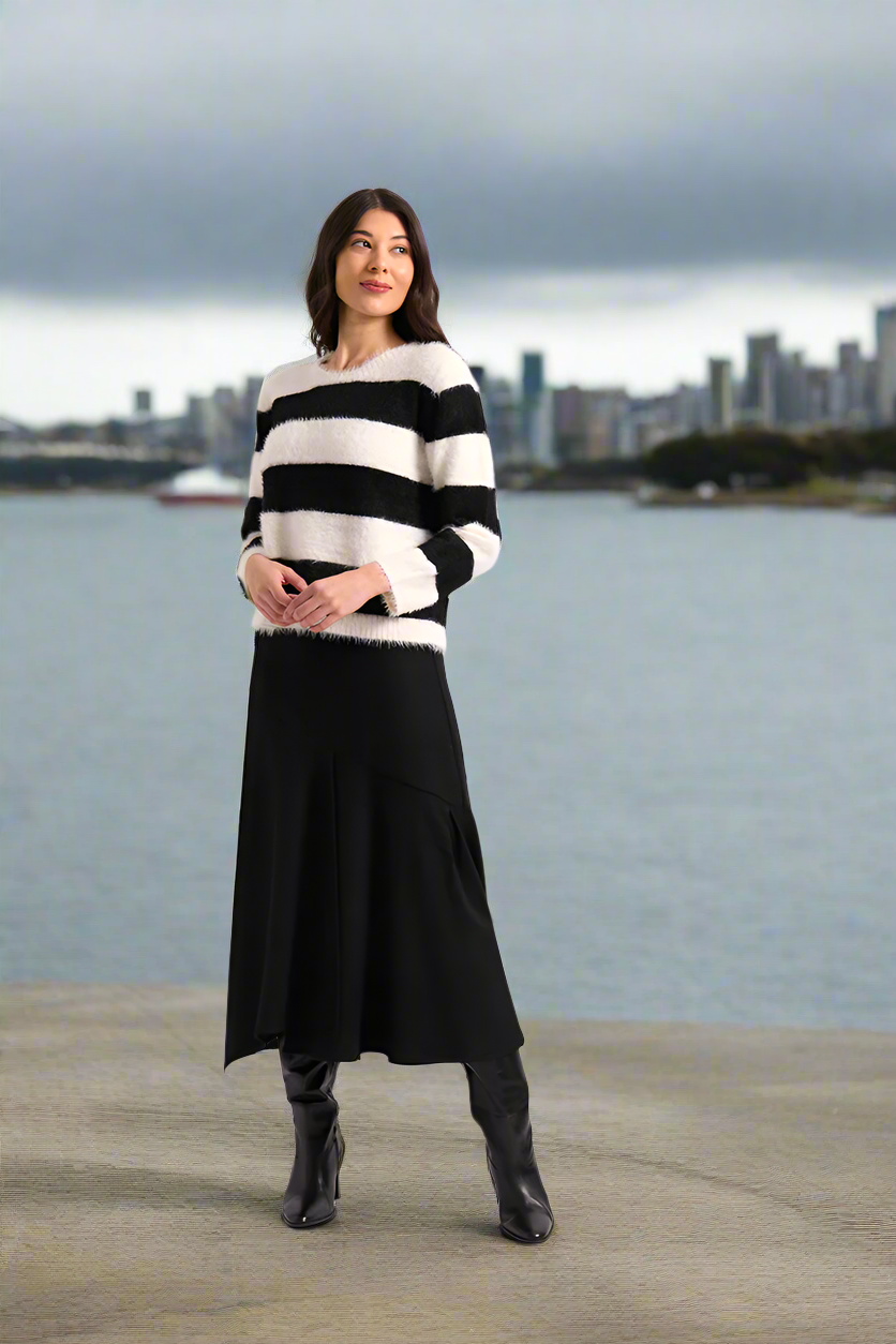 Foil - Top Bird Jumper - Black-Pearl Stripe
